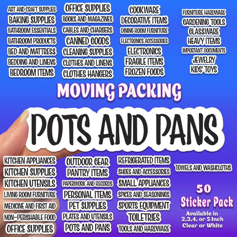 Moving Home Organizing Labels 50 Sticker Pack Vision Board Sticker ...