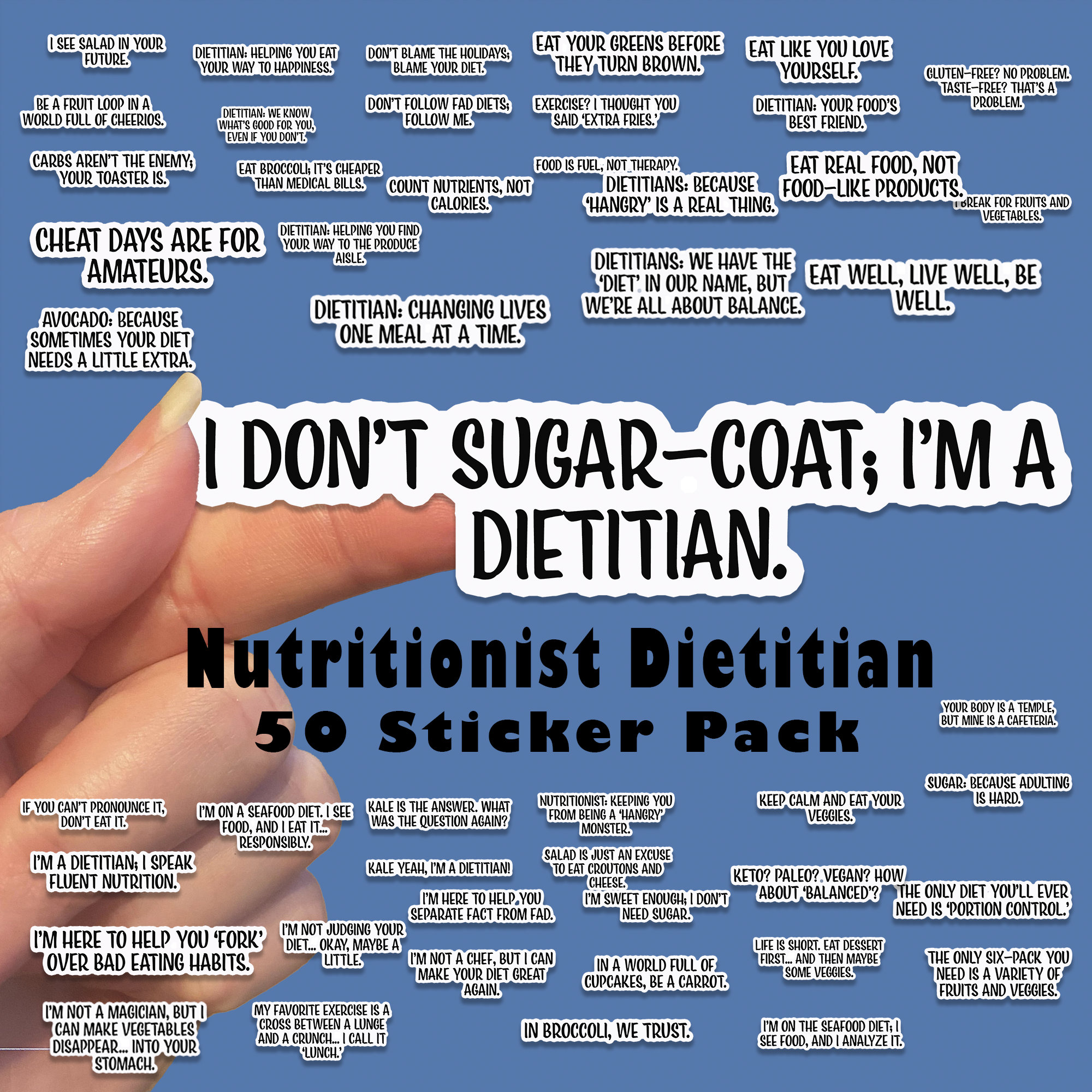Nutritionist Dietitian 50 Sticker Pack Decal for Tumbler, Laptop, Water ...