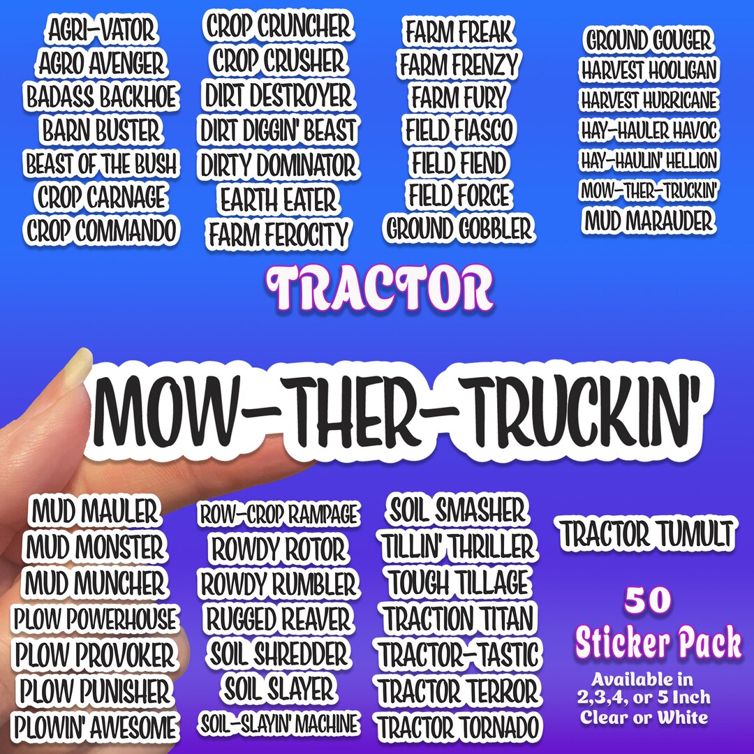 Tractor 50 Sticker Pack Text Stickers Txt Stickers Sticker Sheet ...