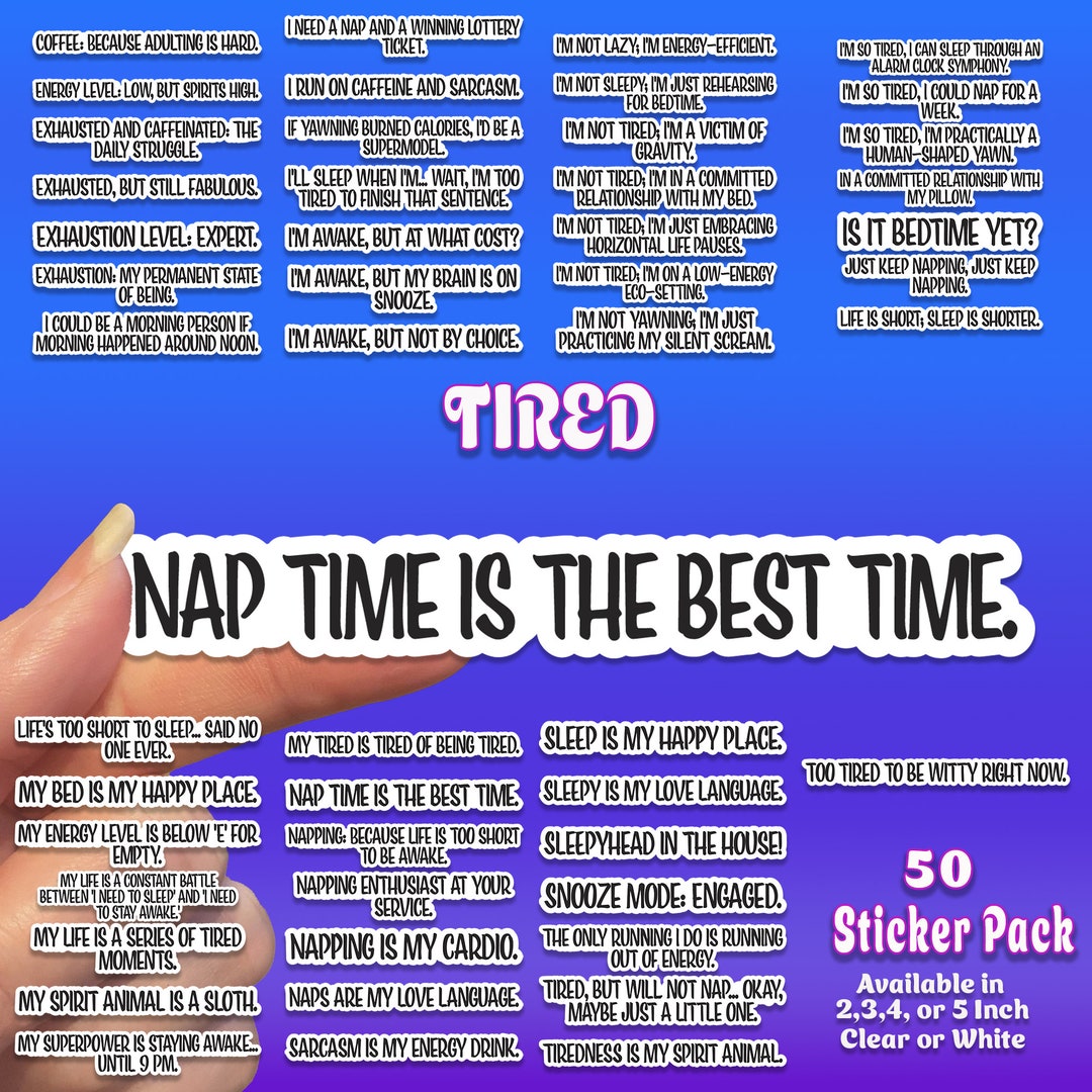 Tired 50 Sticker Pack Text Stickers Txt Stickers Sticker Sheet Suitcase ...