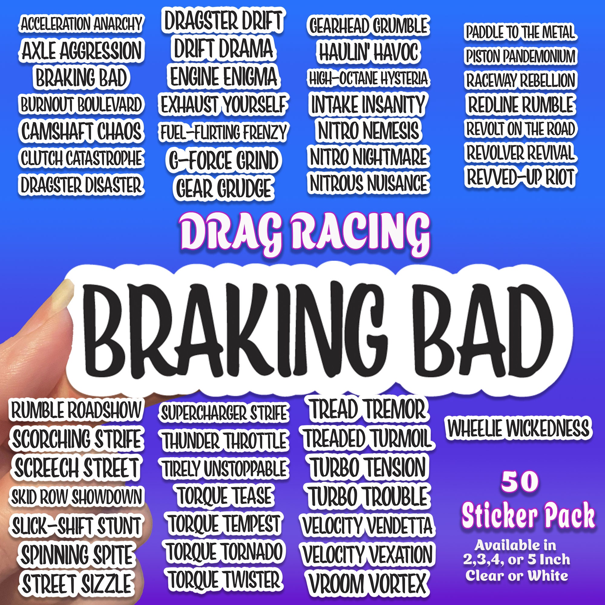 Drag Racing 50 Sticker Pack Text Stickers Txt Stickers Sticker Sheets ...