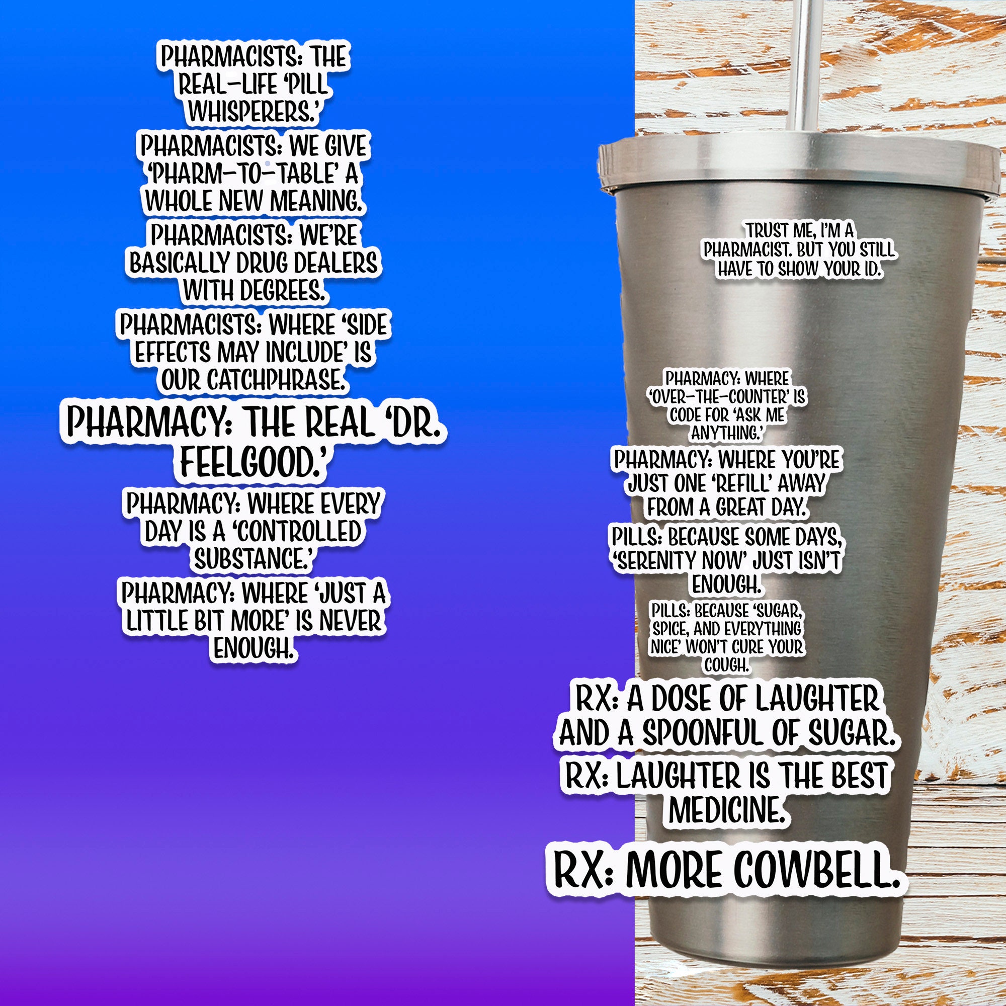 Pharmacist 50 Sticker Pack Decal Funny Stickers for Tumbler, Laptop ...