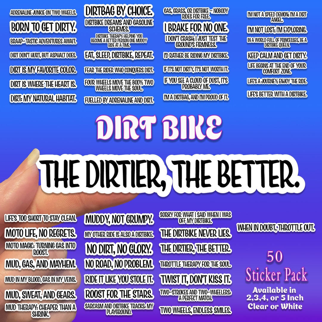 Dirt Bike 50 Sticker Pack Text Stickers Sticker Sheet Txt Stickers ...