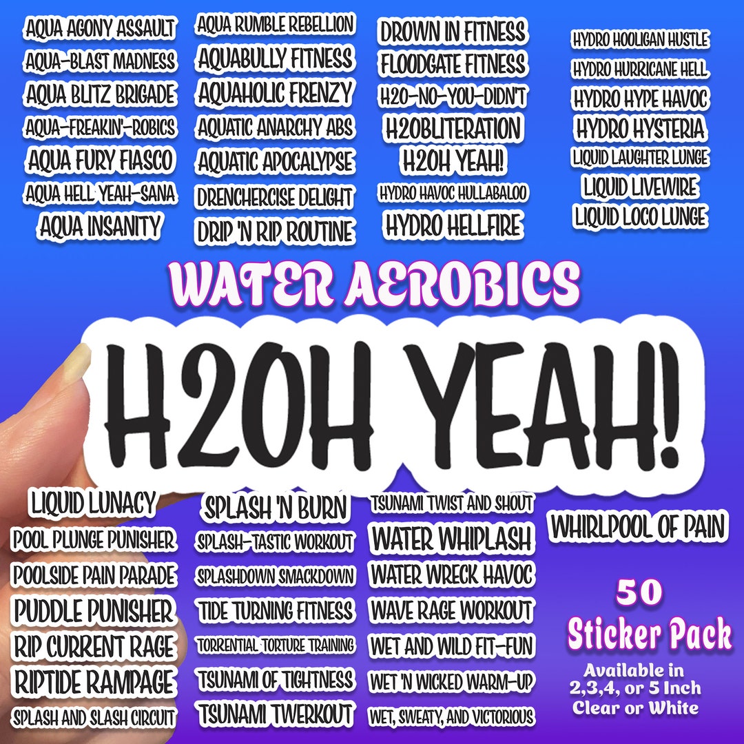 Water Aerobics 50 Sticker Pack Text Stickers Txt Stickers Sticker Sheet ...