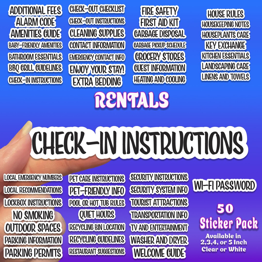 Rentals Organizing Labels 50 Sticker Pack Vision Board Sticker Planner ...