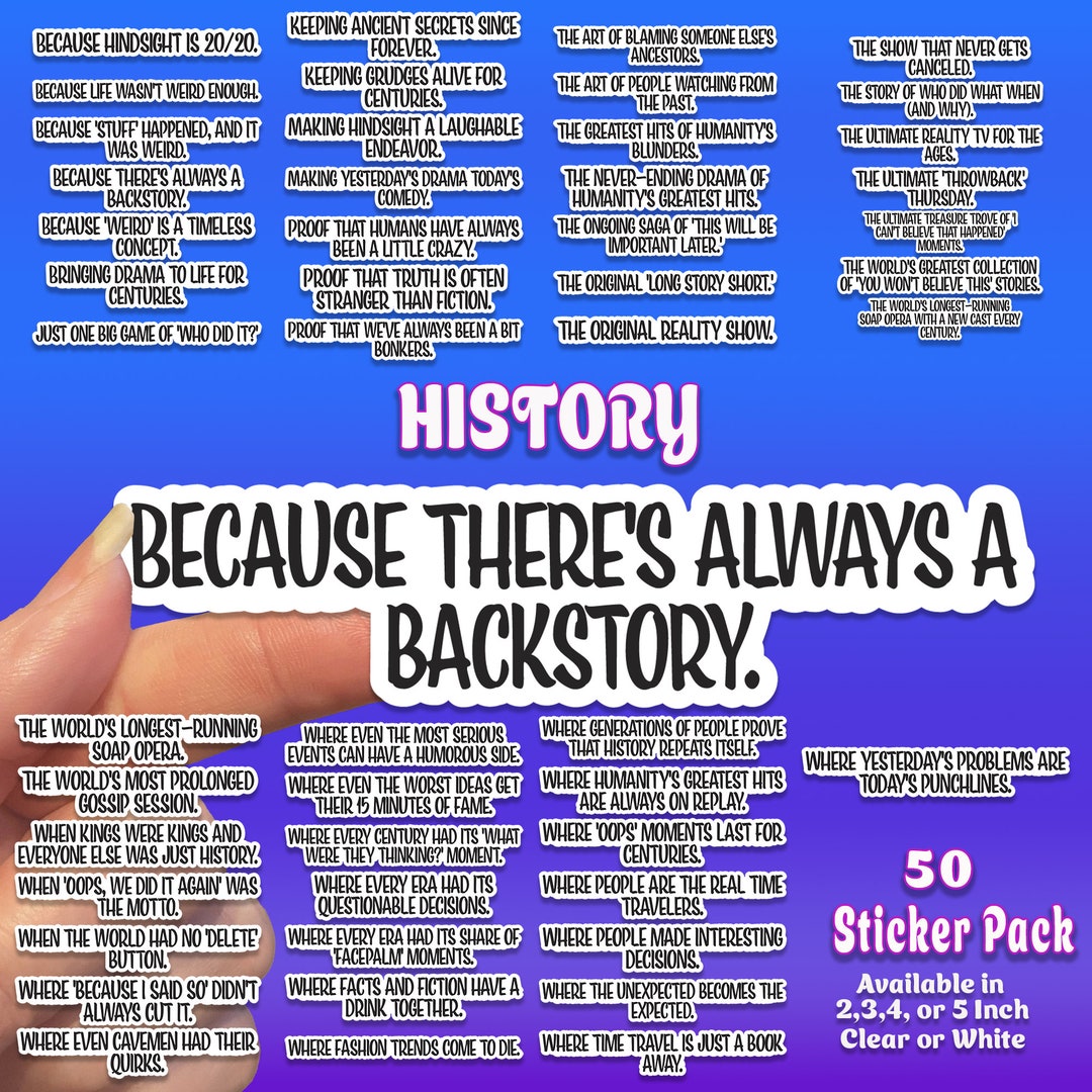 History 50 Sticker Pack Text Stickers Txt Stickers Sticker Sheet ...