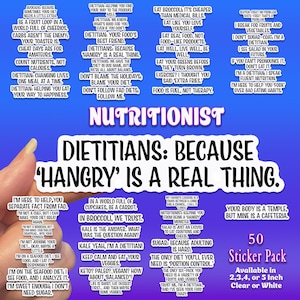Nutritionist Dietitian 50 Sticker Pack Decal for Tumbler, Laptop, Water ...
