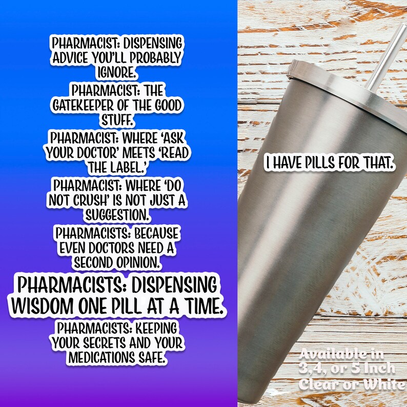Pharmacist 50 Sticker Pack Decal Funny Stickers for Tumbler, Laptop ...