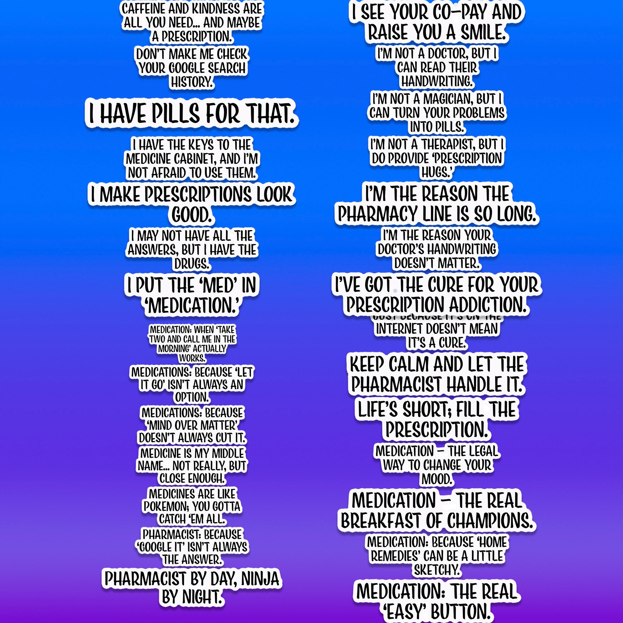 Pharmacist 50 Sticker Pack Decal Funny Stickers for Tumbler, Laptop ...