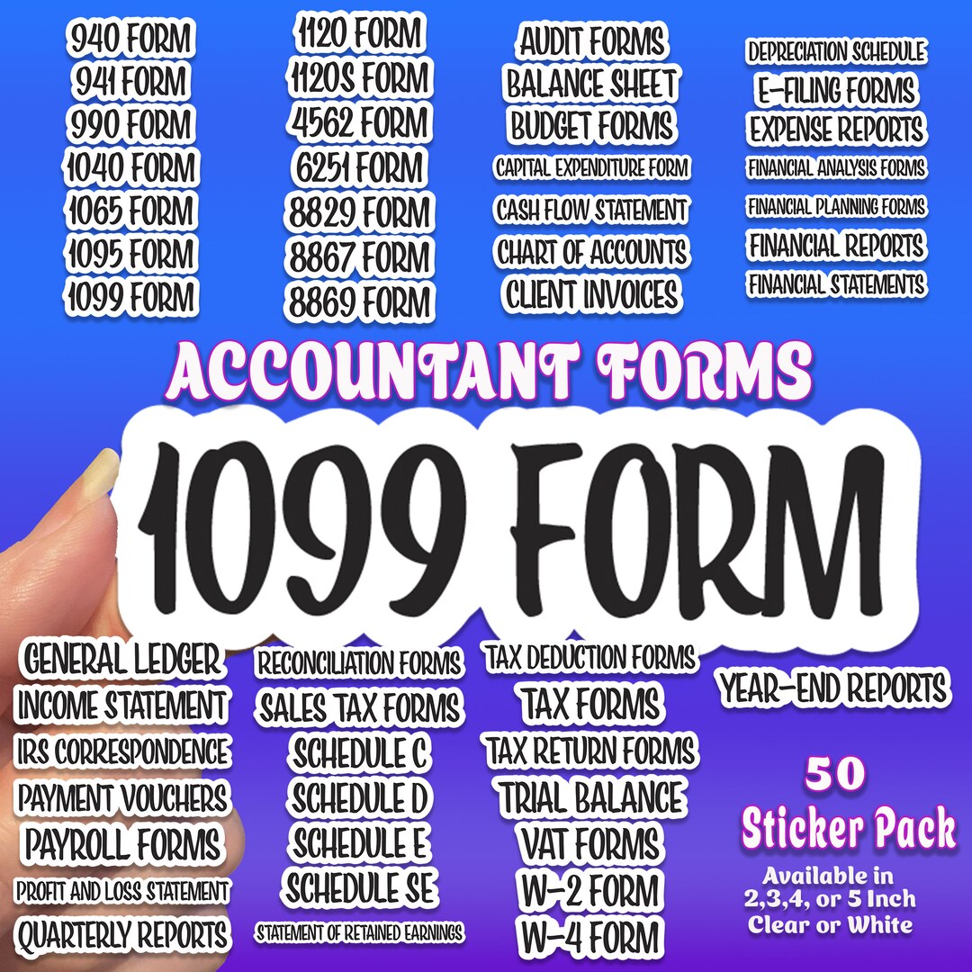 Accountant Forms Organizing Labels 50 Sticker Pack Sticker Sheets ...