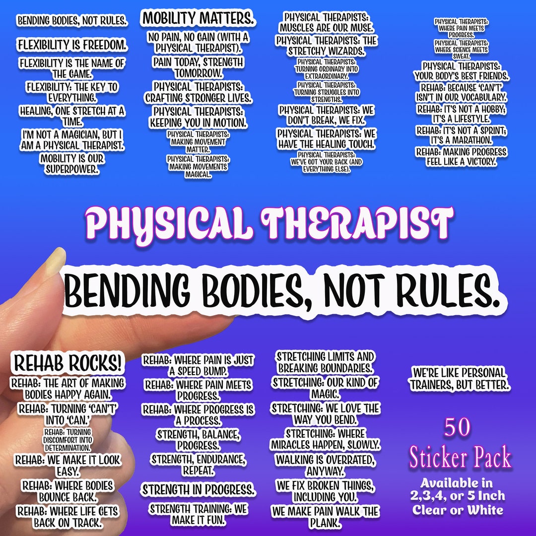 Physical Therapist 50 Sticker Pack Decal for Tumbler, Laptop, Water ...