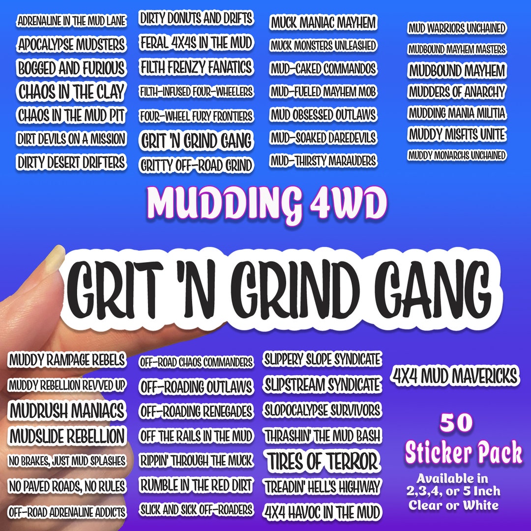 Mudding 4wd 50 Sticker Pack Text Stickers Txt Stickers Sticker Sheet ...