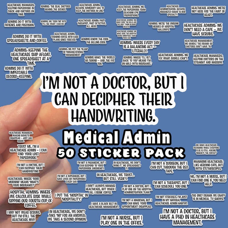 Medical Admin 50 Sticker Pack Decal for Tumbler, Laptop, Water-bottle ...