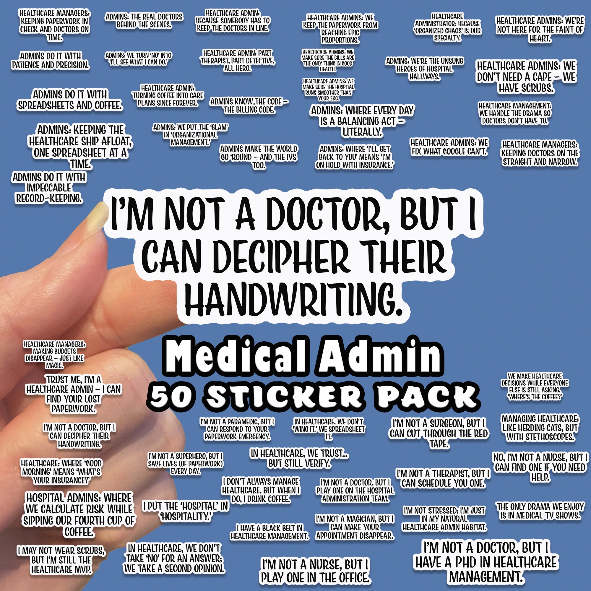 Medical Admin 50 Sticker Pack Decal for Tumbler, Laptop, Water-bottle ...