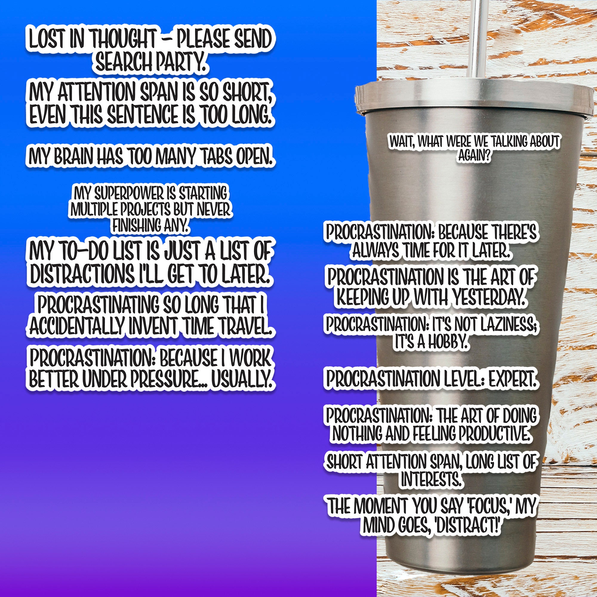 Adhd Life 50 Sticker Pack Text Stickers Txt Stickers Sticker - Etsy