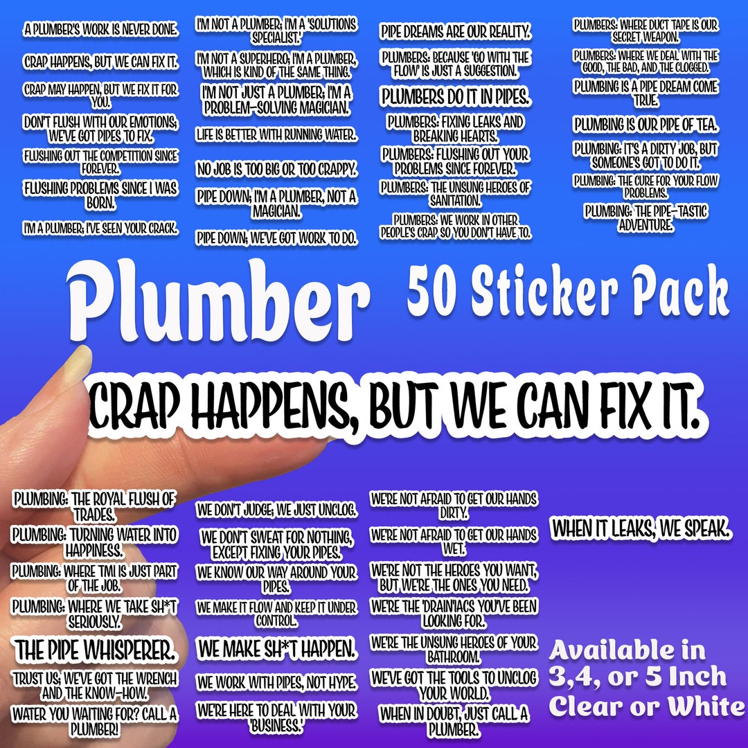 Plumber 50 Sticker Pack Decal for Tumbler, Laptop, Water-bottle, Hydro ...