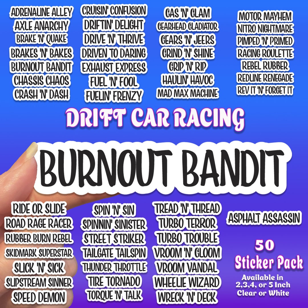 Drift Car 50 Sticker Pack Text Stickers Txt Stickers Sticker Sheets ...