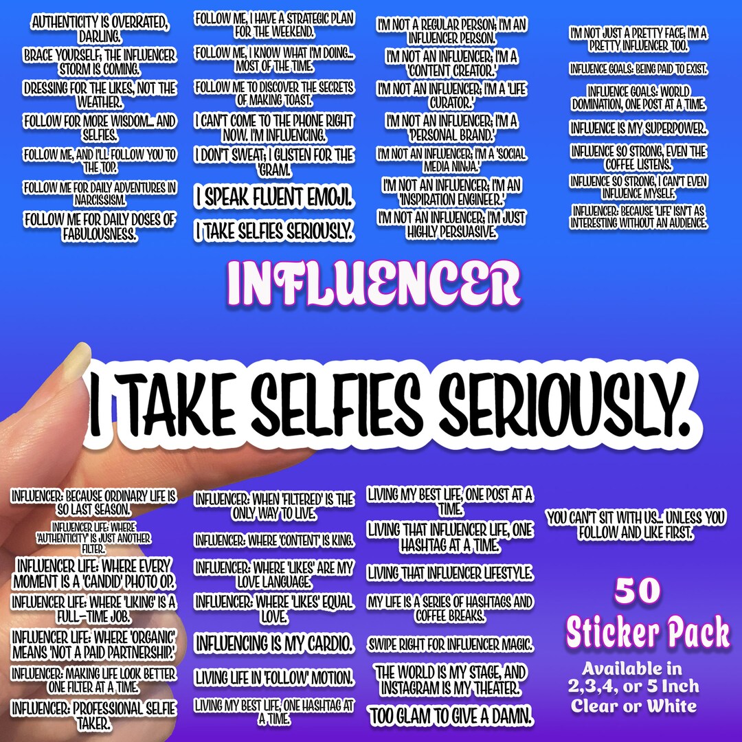 Influencer 50 Sticker Pack Text Stickers Sticker Sheet Txt Stickers ...