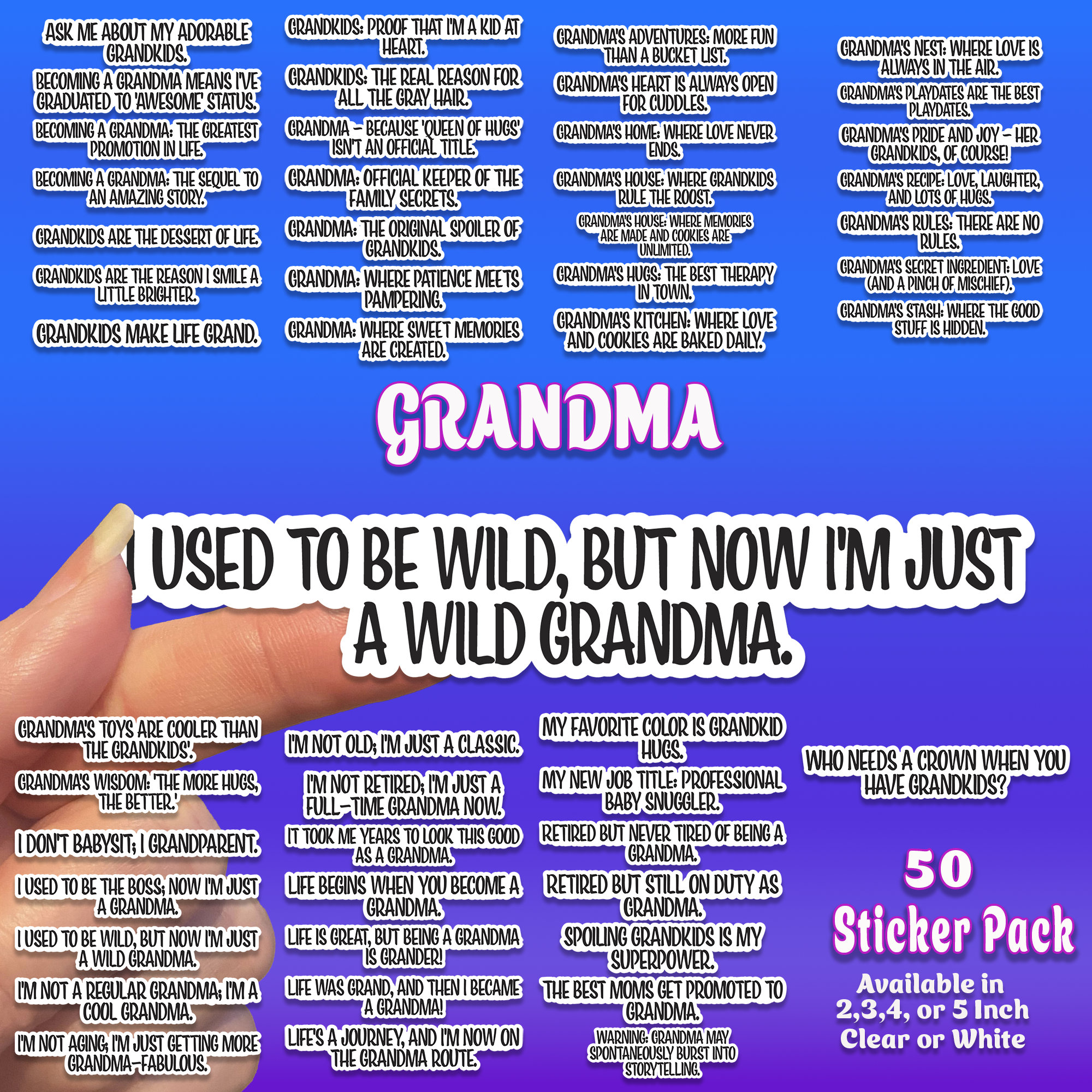 Grandma 50 Sticker Pack Text Stickers Txt Stickers Sticker Sheet ...