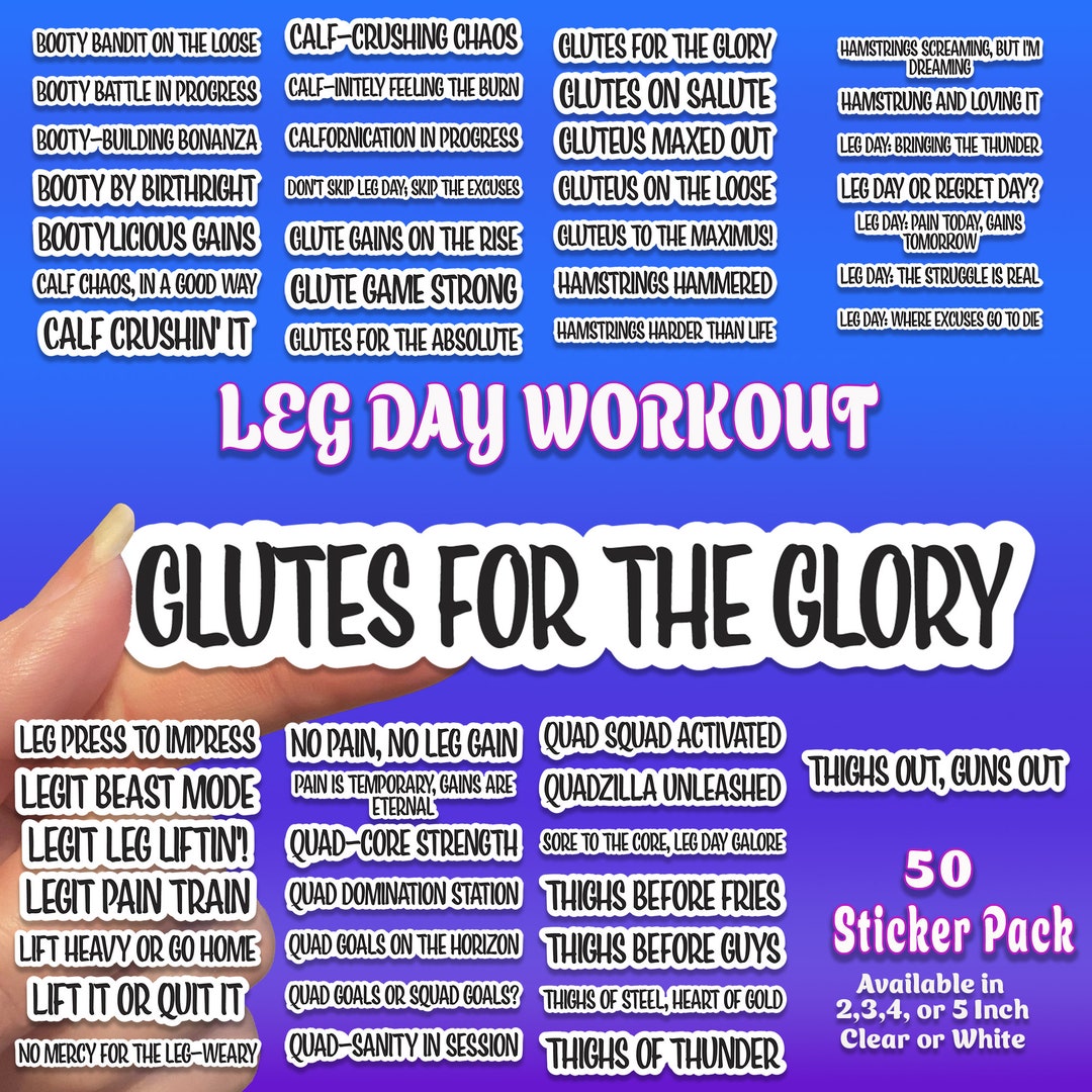 Leg Day 50 Sticker Pack Text Stickers Txt Stickers Sticker Sheet ...