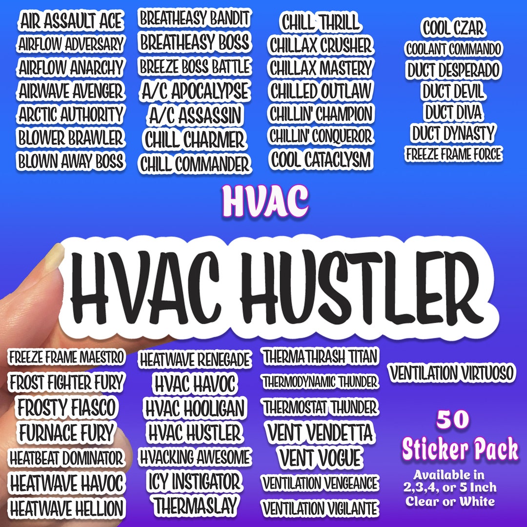 Hvac 50 Sticker Pack Text Stickers Txt Stickers Sticker Sheet Suitcase ...