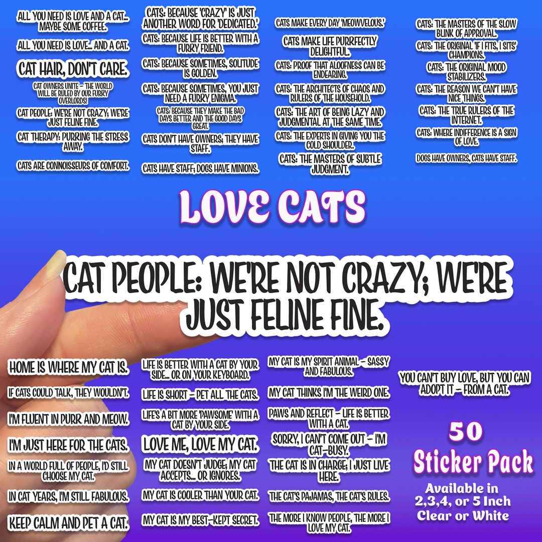 Love Cats 50 Sticker Pack Text Stickers Txt Stickers Sticker Sheet ...