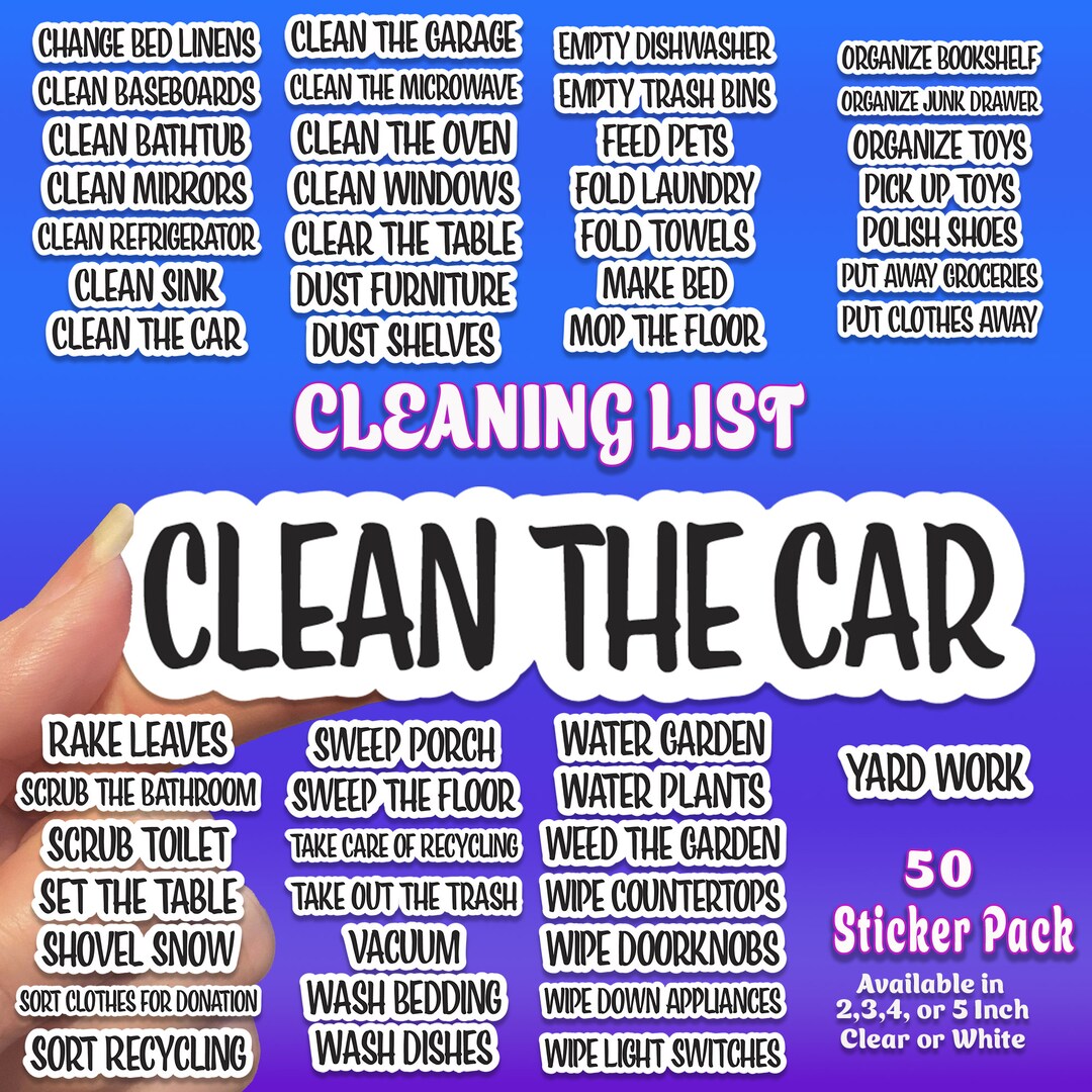 Cleaning List Organizing Labels 50 Sticker Pack Dry Erase Board Sticker ...