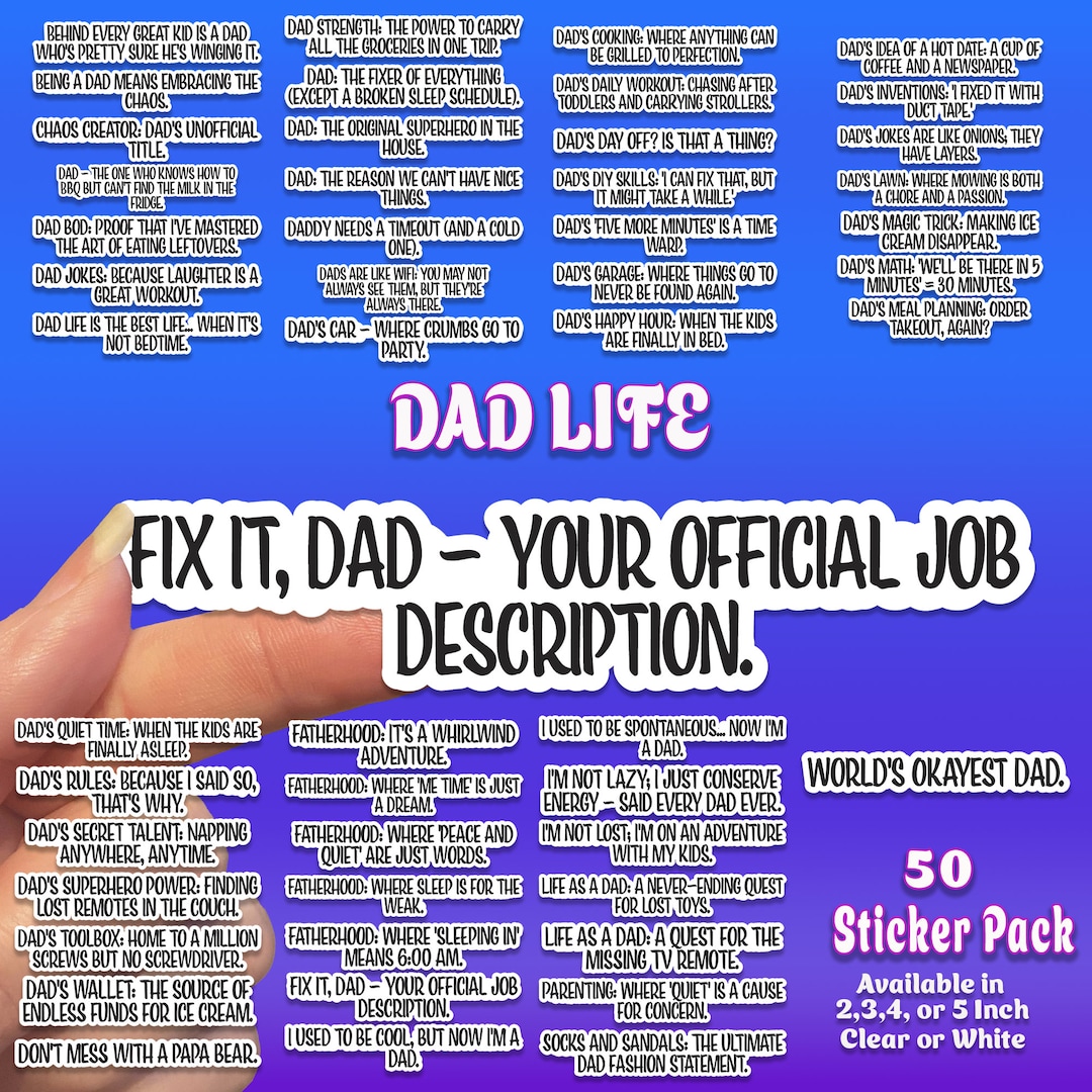 Dad Life 50 Sticker Pack Text Stickers Txt Stickers Sticker Sheet ...