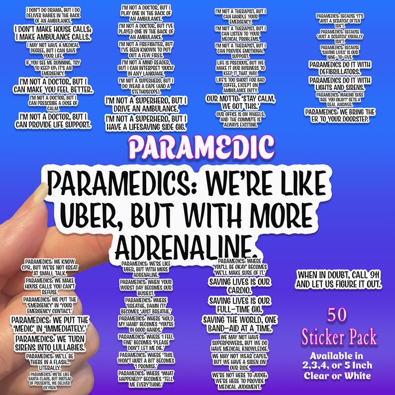 Paramedic 50 Sticker Pack Decal for Tumbler, Laptop, Water-bottle ...