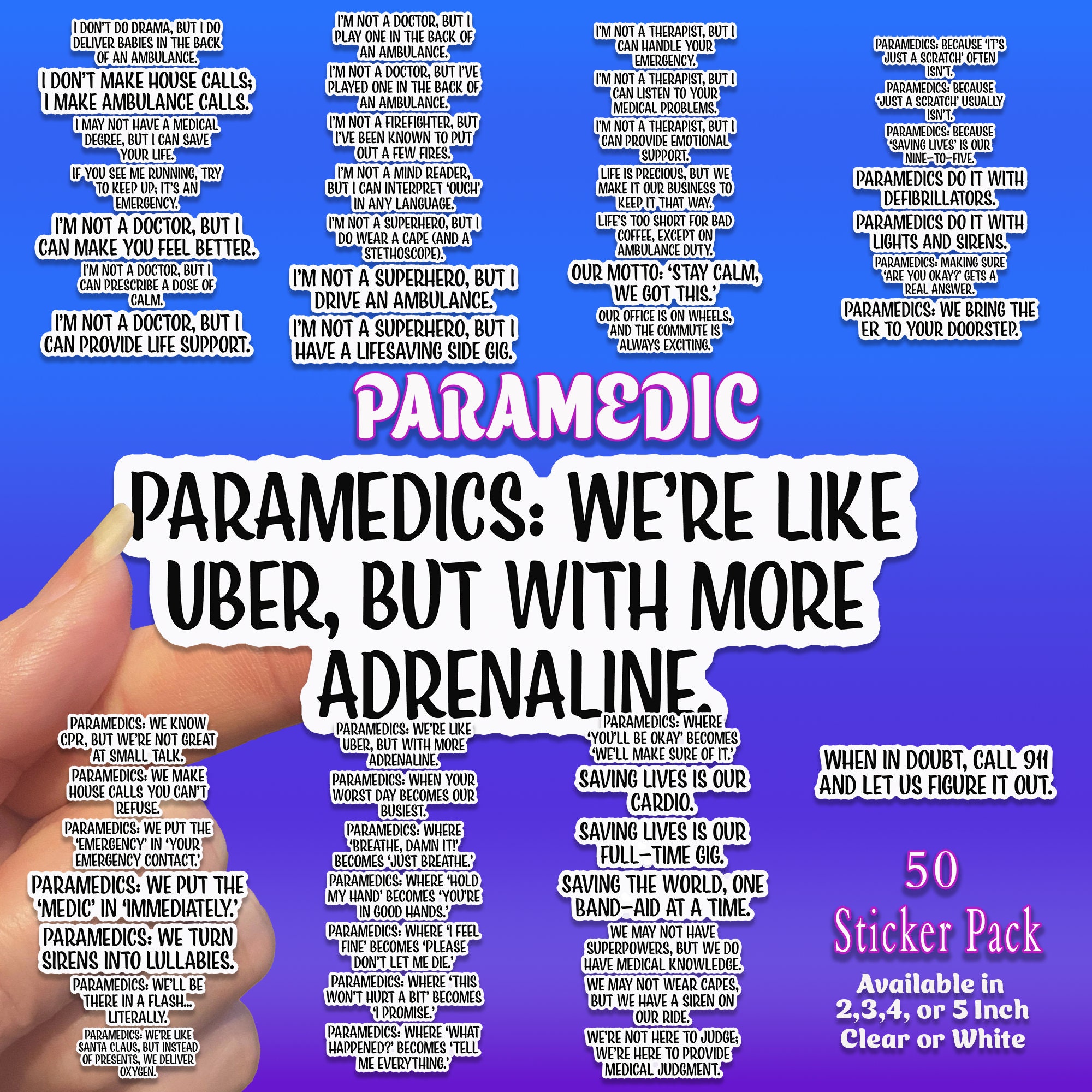 Paramedic 50 Sticker Pack Decal for Tumbler, Laptop, Water-bottle ...