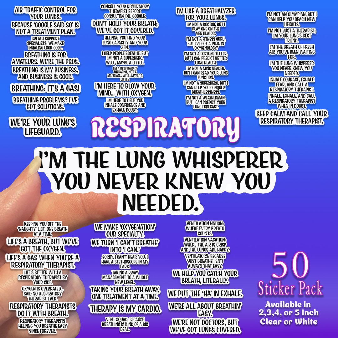 Respiratory Therapist Healthcare 50 Sticker Pack Water Bottle Sticker ...
