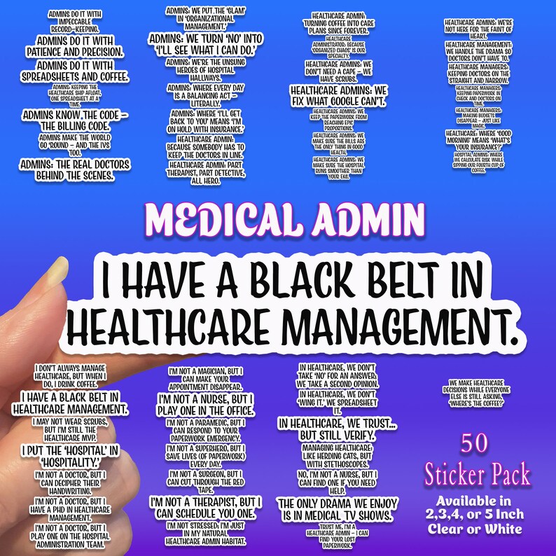 Medical Admin 50 Sticker Pack Decal for Tumbler, Laptop, Water-bottle ...