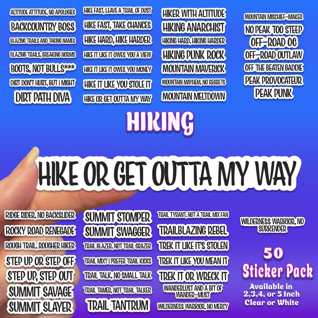 Hiking 50 Sticker Pack Text Stickers Txt Stickers Sticker Sheet ...