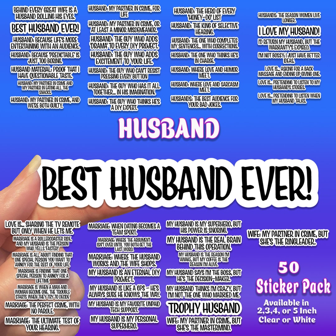 Husband 50 Sticker Pack Text Stickers Sticker Sheet Txt Stickers Funny ...