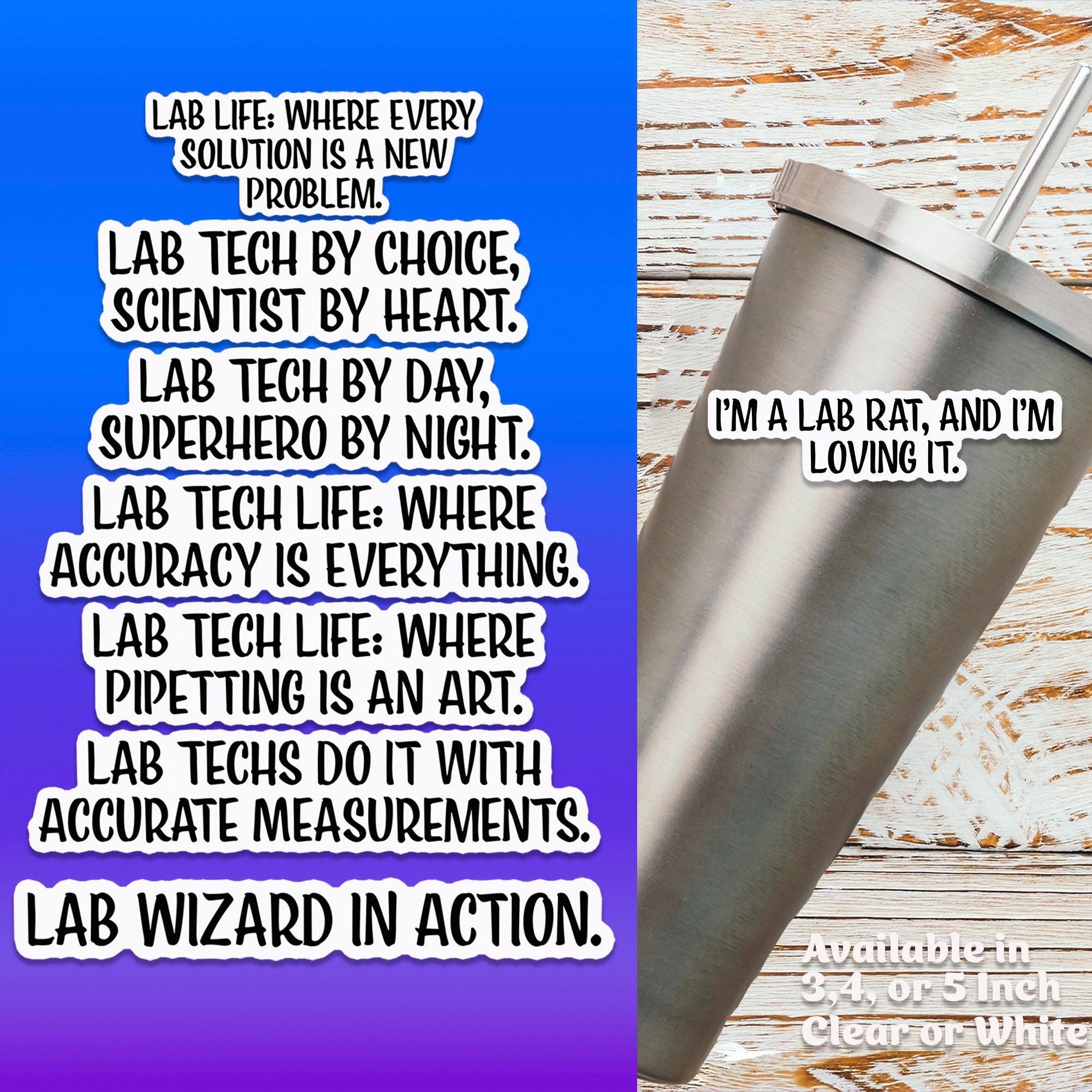Lab Tech 50 Sticker Pack Water Bottle Sticker, Laptop Decals, Sticker ...