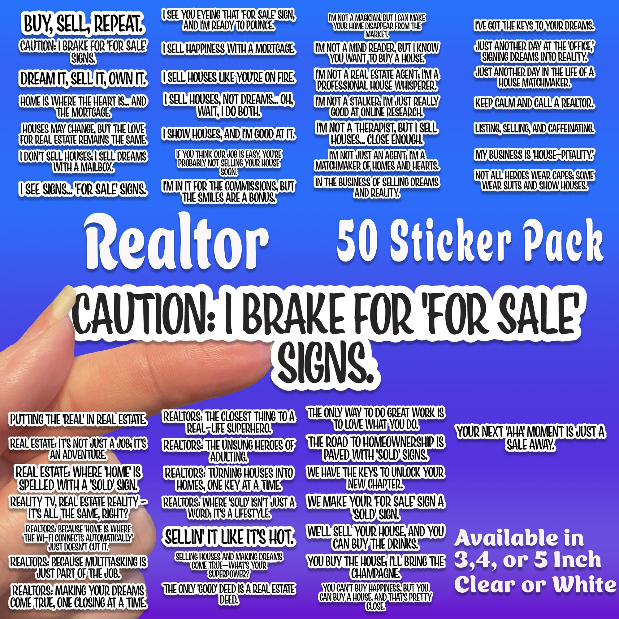 Realtor 50 Sticker Pack Decal for Tumbler, Laptop, Water-bottle, Hydro ...