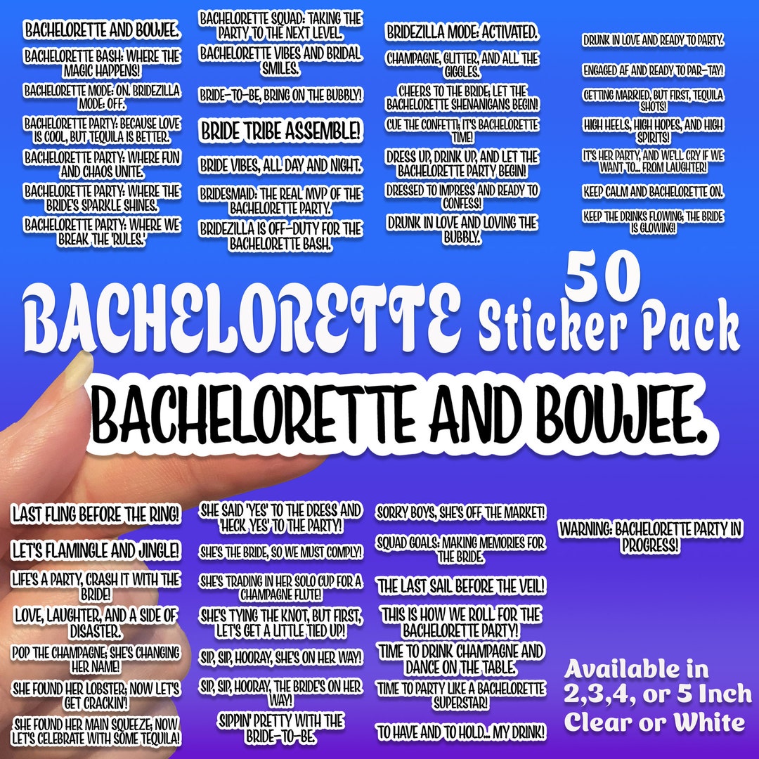Bachelorette Sticker Pack, Sticker Sheet, Suitcase Stickers, Txt ...