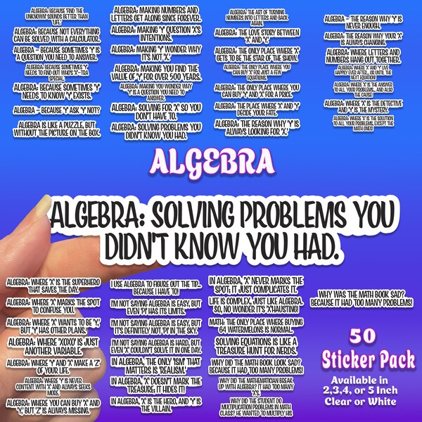 Algebra Stickers - Etsy