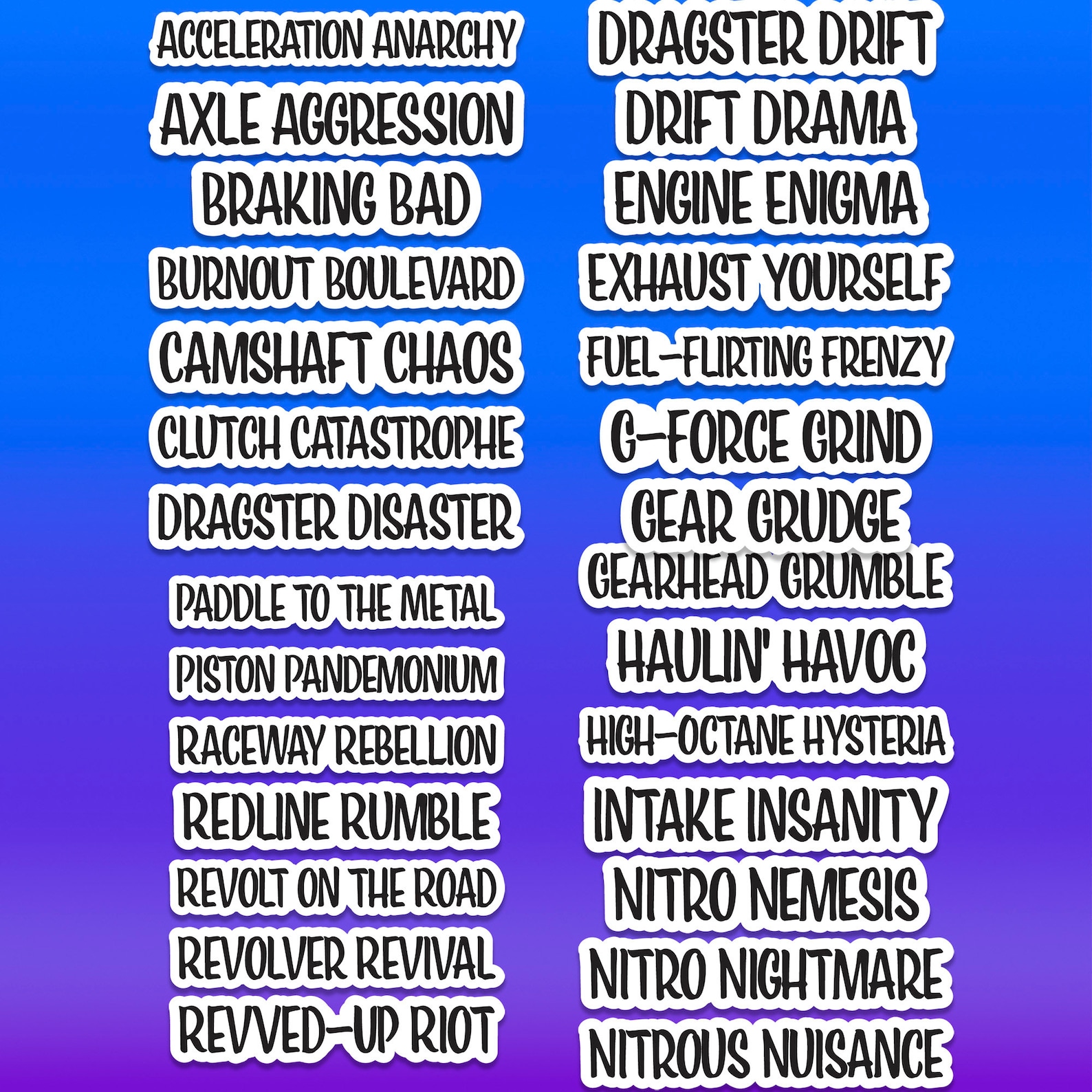 Drag Racing 50 Sticker Pack Text Stickers Txt Stickers Sticker Sheets ...