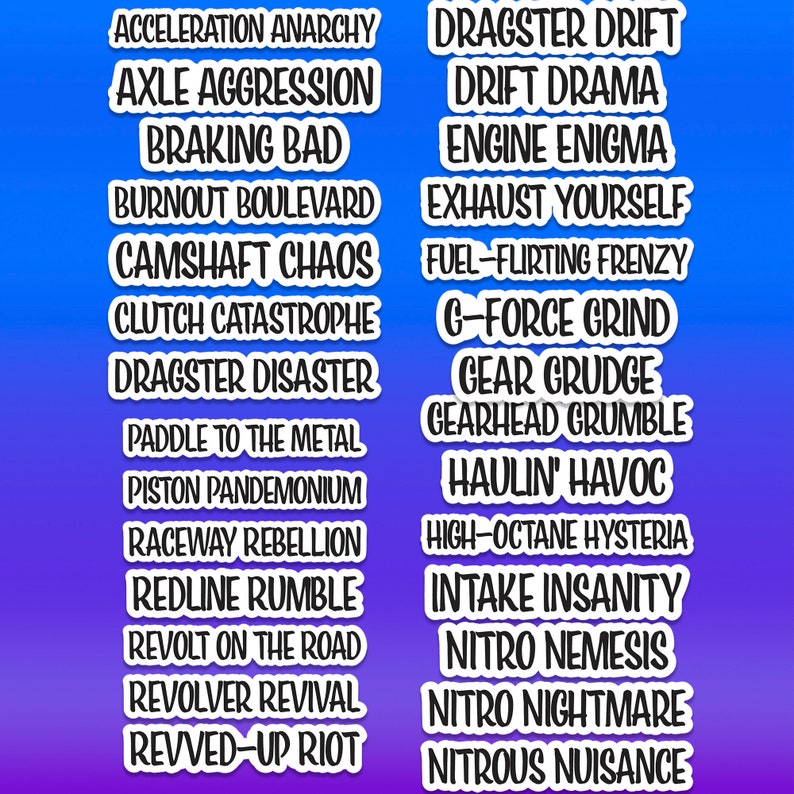 Drag Racing 50 Sticker Pack Text Stickers Txt Stickers Sticker Sheets ...