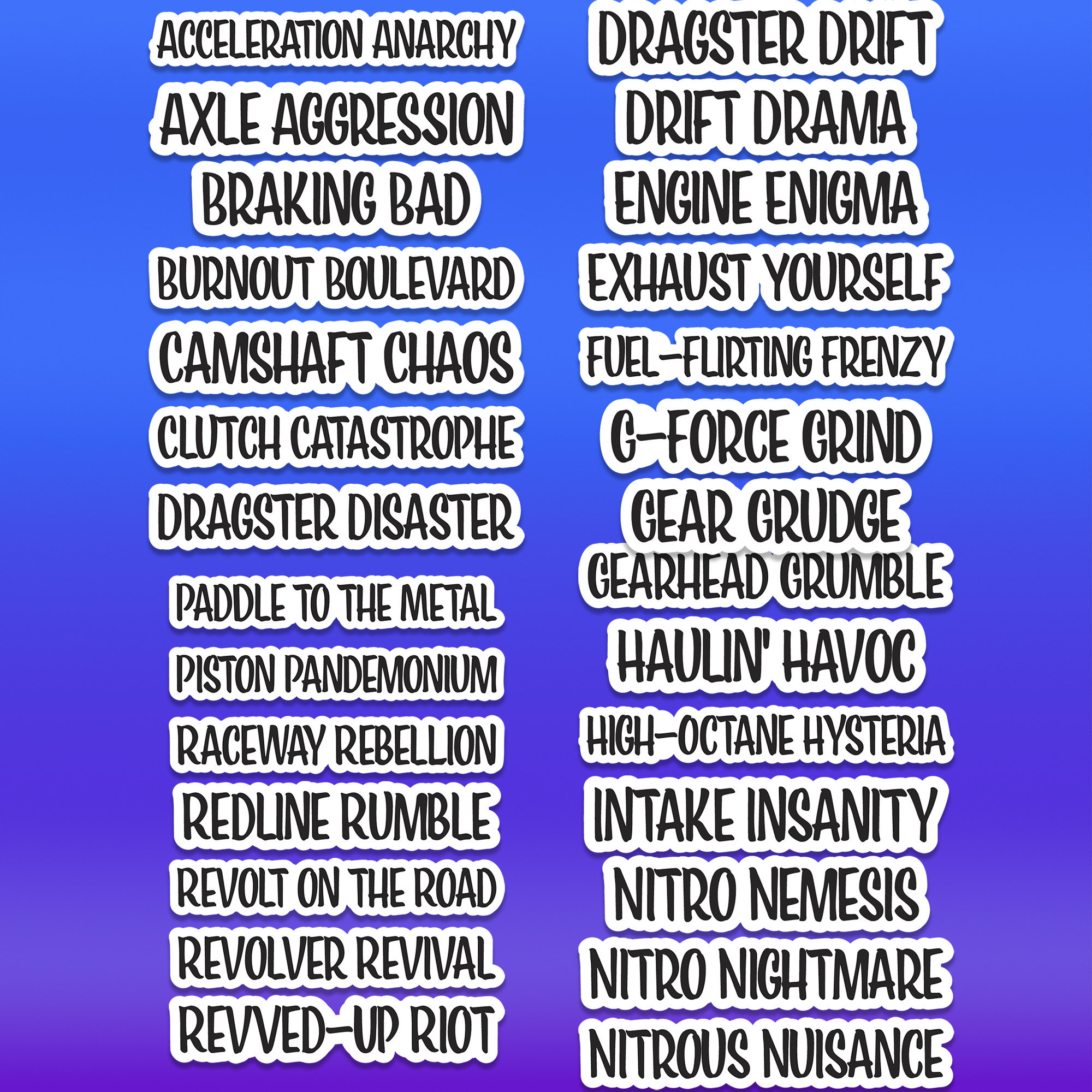 Drag Racing 50 Sticker Pack Text Stickers Txt Stickers Sticker Sheets ...