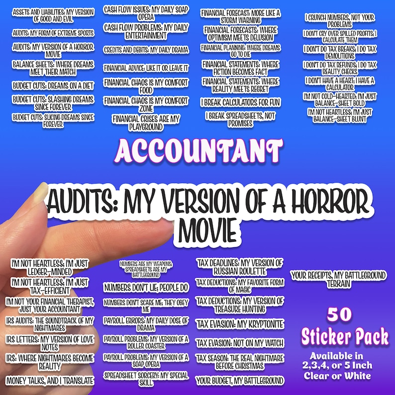 Accountant 50 Sticker Pack Text Stickers Txt Stickers Sticker Sheet ...