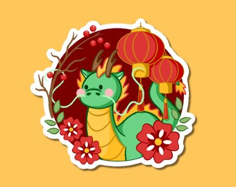 Dragon 2024 Square Stickers, Dragon Stickers 2024, Lunar New Year 2024 ...