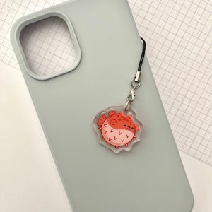 Tiny Puffer Fish Phone Charm - Etsy