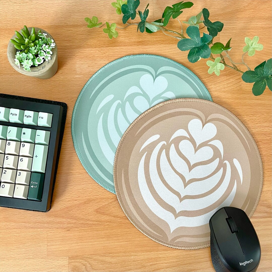 Coffee Latte and Matcha Circle Mouse Pad - Etsy
