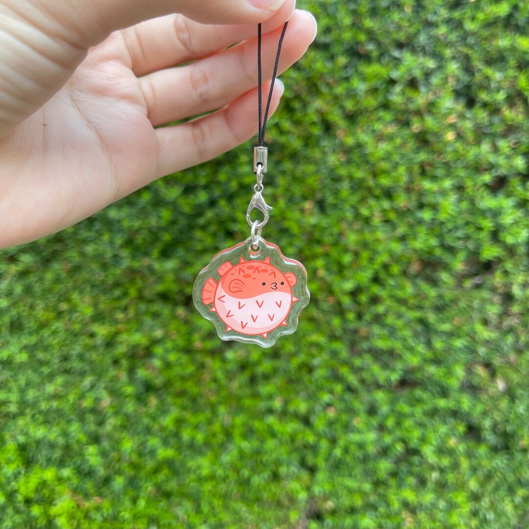 Tiny Puffer Fish Phone Charm - Etsy