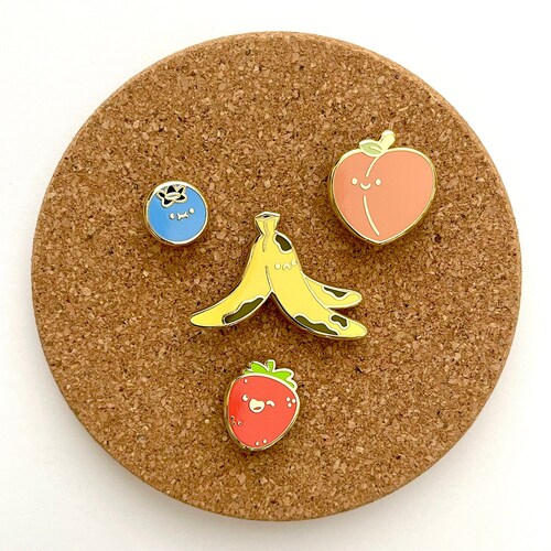 Fruit Enamel Pins Blueberry Strawberry Peach Banana - Etsy