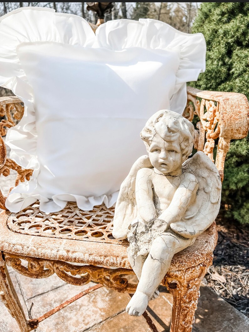 Pure White 18 X 18 Outdoor Ruffle Throw Pillow - Etsy