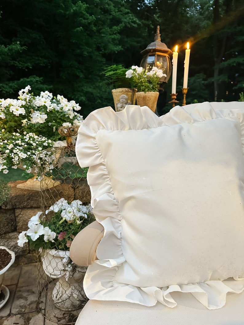Pure White 18 X 18 Outdoor Ruffle Throw Pillow - Etsy