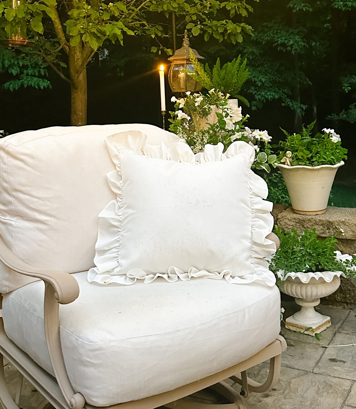 Pure White 18 X 18 Outdoor Ruffle Throw Pillow - Etsy